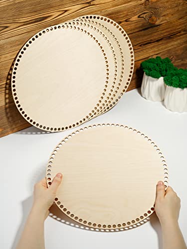 Premium Baltic birch plywood large Round 12" x 5 pcs Wooden Basket Bottoms set, solid wooden base for DIY