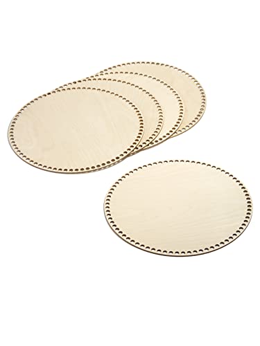 Premium Baltic birch plywood large Round 12" x 5 pcs Wooden Basket Bottoms set, solid wooden base for DIY