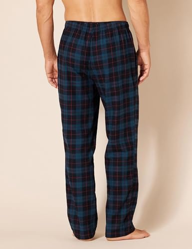 Amazon Essentials Men's Flannel Pajama Pant (Available in Big & Tall), Black Blue Plaid, X-Large