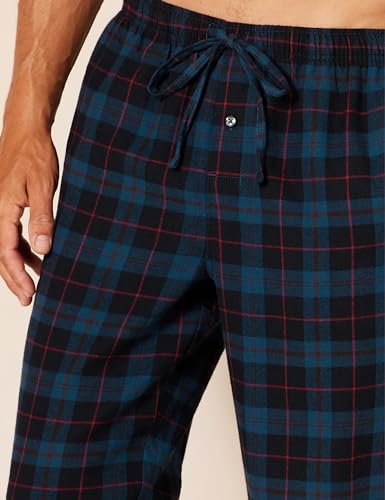 Amazon Essentials Men's Flannel Pajama Pant (Available in Big & Tall), Black Blue Plaid, X-Large