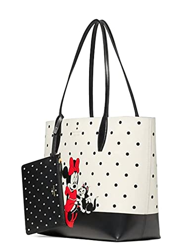 Kate Spade x Disney Minnie Mouse Large Reversible Leather Tote Purse(White Multi)