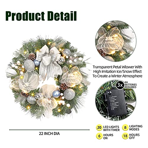 Vofuly prelit Christmas Wreath for Front Door,