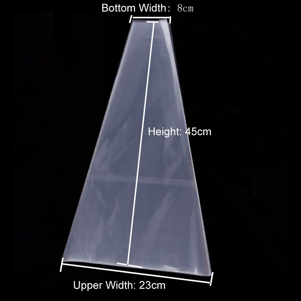 200 Pieces Transparent Flower Bouquet Bag Plastic Bags Flower Bouquet Sleeve Clear Cellophane Bags Rose Packaging Bags Height 17.7" Upper Width 9" Bottom Width 3.15"