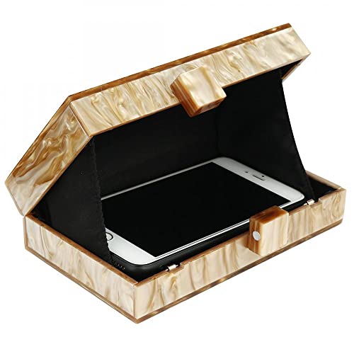 Women Evening Clutch Bags Acrylic Box Envelope Purse Handbags Lady Party Wedding Banquet Bag Shoulder Bag (Gold)