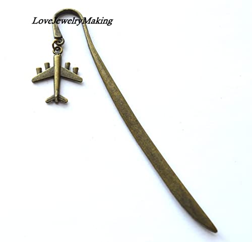 Airplane Charm Bookmark,Airplane Book Accessories,Bookmarks Christmas Gift idea, Metal Bookmark, Book Lover Gift Books