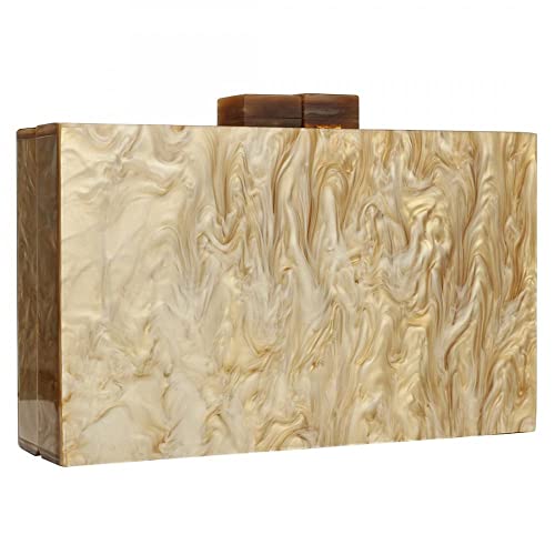 Women Evening Clutch Bags Acrylic Box Envelope Purse Handbags Lady Party Wedding Banquet Bag Shoulder Bag (Gold)