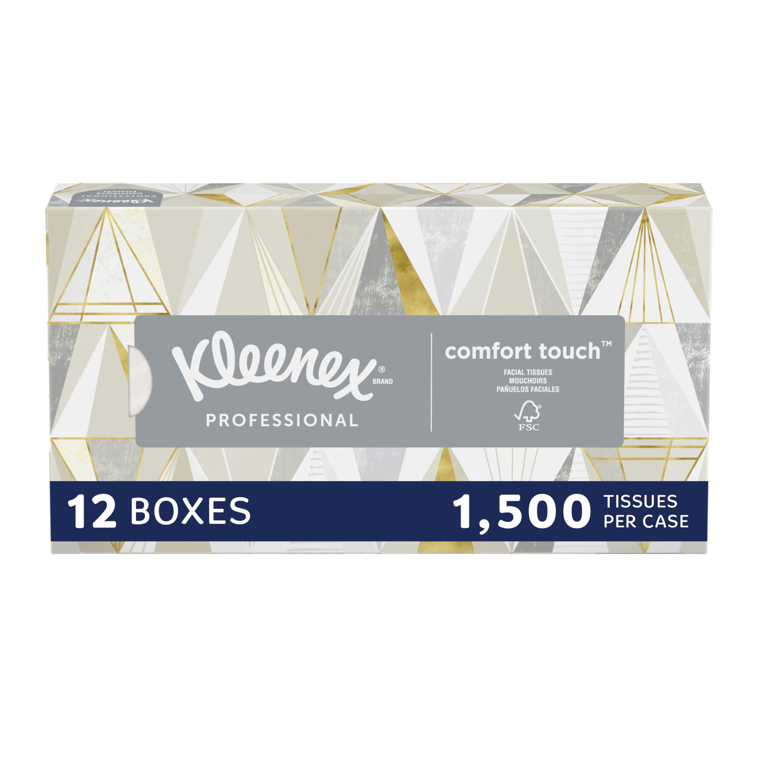 Kleenex Professional Facial Tissue for Business (03076), Flat Tissue Boxes, 12 Boxes / Convenience Case, 125 Tissues / Box, 1,500 Tissues / Case