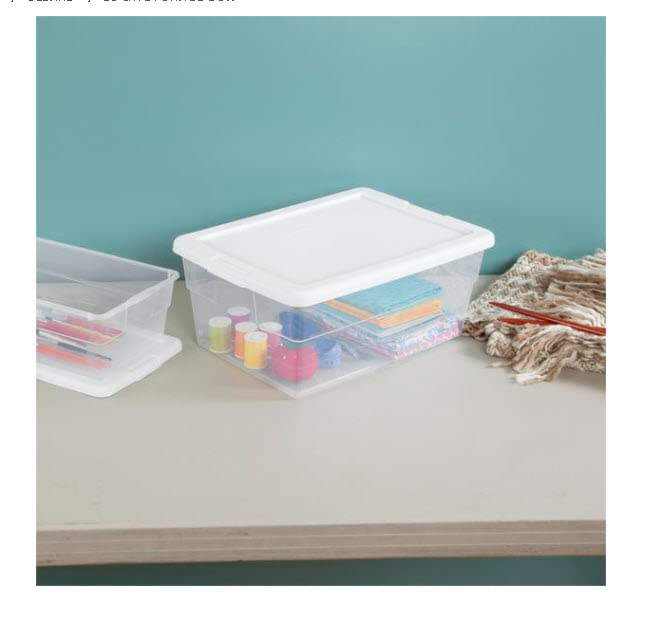 16448812 (QT) Storage Box Container, White Lids & Clear Base (S20)