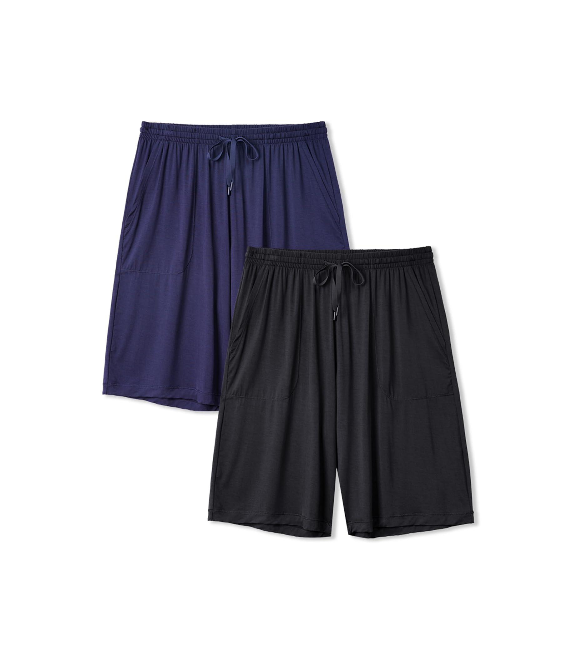 DAVID ARCHY Mens Pajama Shorts Bamboo Rayon Sleep Shorts Soft Comfy Breathable Lounge Pants with Pockets 2 Pack (M, Black/Navy Blue)