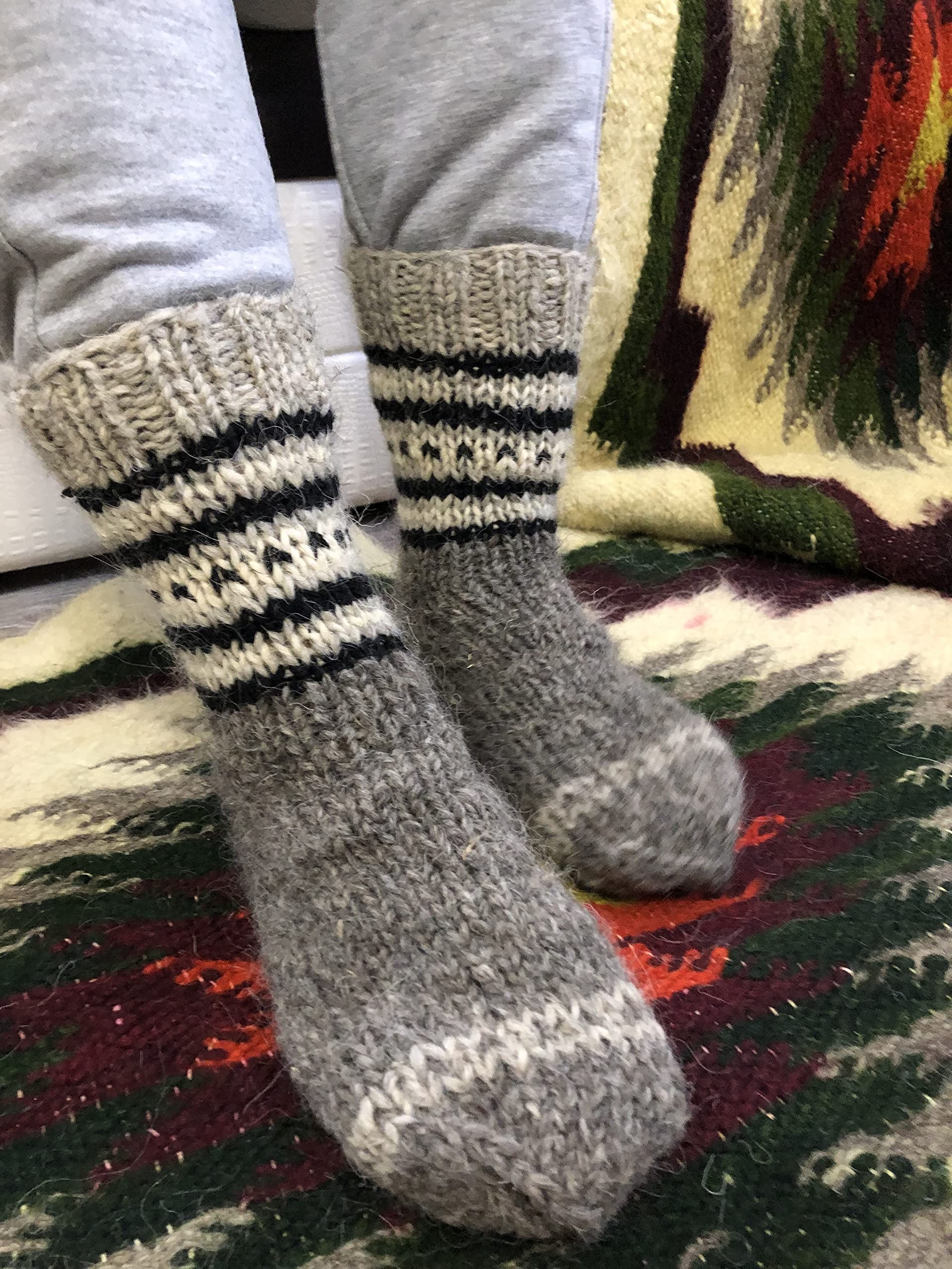 Wool socks for women, Hand Knitted Woolen Socks of natural wool, Wool socks for men, Large Sizes, Extra Thick, Bed wool socks, Winter socks, Warm socks, Cozy socks, Made In Ukraine (Men's 11-11.5)