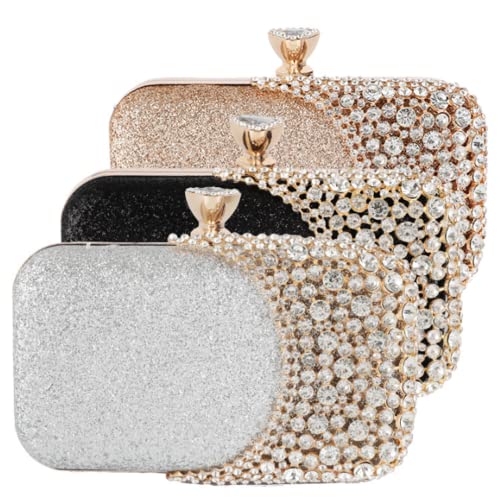 Womens Luxury Sparkly Rhinestone Sequin Glitter bag Clutch Evening Handbag Shoulder Bags Purse for Wedding Bridal Party Prom (gold)