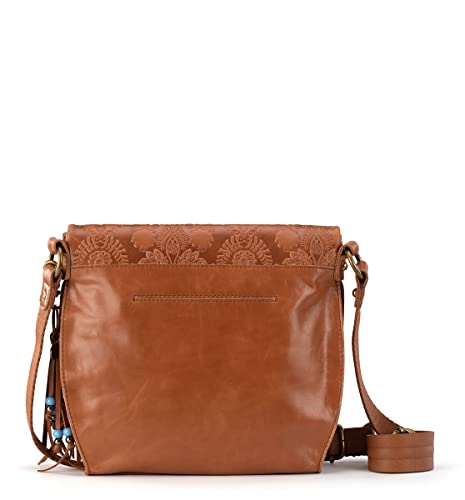 The Sak womens Silverlake Crossbody Bag in Leather Casual Purse with Adjustable Strap Zipper Pockets, Tobacco Floral Embossed Ii, One Size US