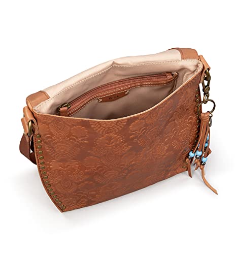 The Sak womens Silverlake Crossbody Bag in Leather Casual Purse with Adjustable Strap Zipper Pockets, Tobacco Floral Embossed Ii, One Size US