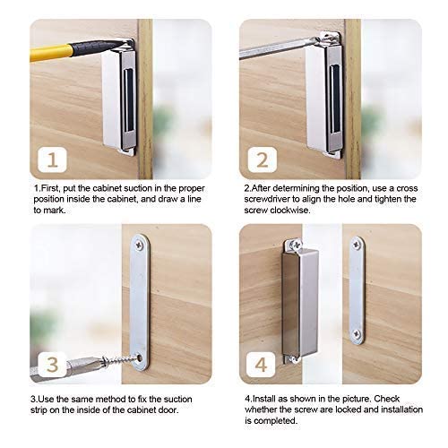 Mousike Cabinet Magnets 30lb Black Door Magnets with Strong Magnetic for Kitchen Cupboard Wardrobe Closet Cabinet Door Drawer Latch 4 Pack