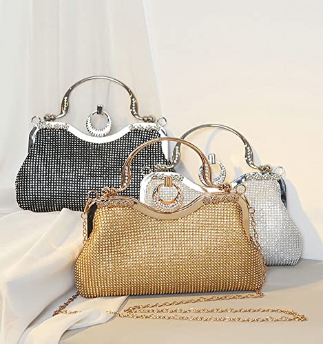 Women's Evening Clutch Purse Retro Crystal Tote Bag Wedding Party Glitter Purse Evening Handbags