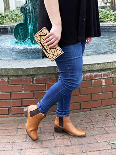 Cork Clutch Geometric Wallet Three Fold Minimalist Purse Slim Card Holder Eco Friendly Natural,Tan and Black