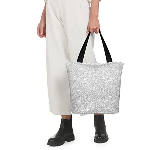 Kuilepa Silver Glitter Women Shoulder Tote Bags Casual Bag Ladies Shopping Handbag