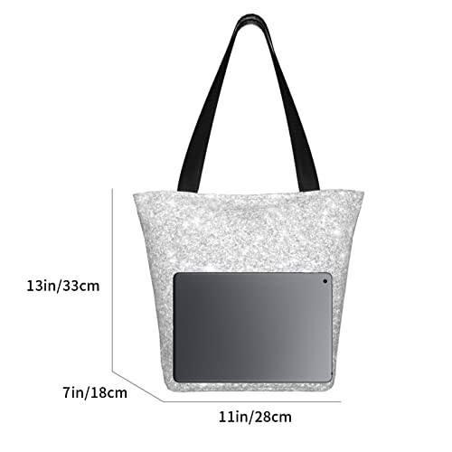 Kuilepa Silver Glitter Women Shoulder Tote Bags Casual Bag Ladies Shopping Handbag