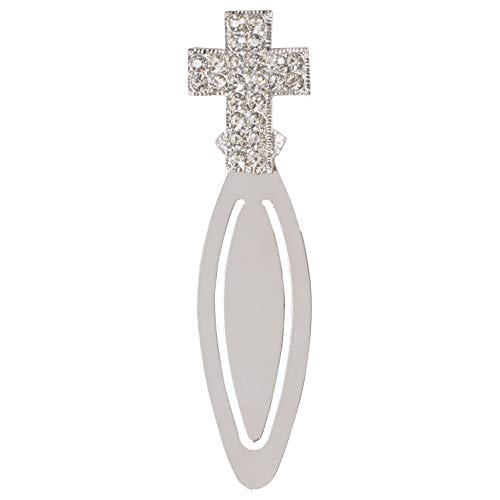 Jeweled Silverstone Cross 4 inch Zinc Alloy Bookmark