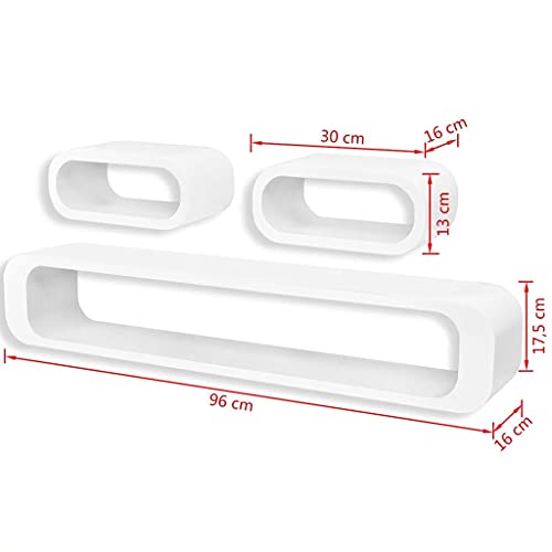 ZQQLVOO 3 White MDF Floating Wall Display Shelf Cubes Book/DVD Storage,Wall Mounted Display Shelf,Wall Mounted Floating Shelves,Wall Storage Shelves,Floating Book Shelves,Bookshelf