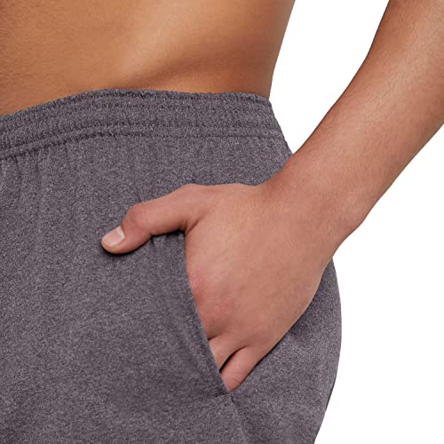 Hanes Essentials Jersey Pockets, Cotton Shorts for Men, 7.5", Charcoal Heather