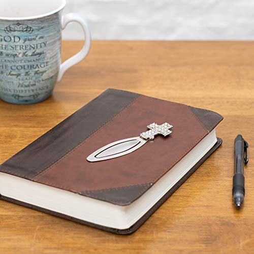 Jeweled Silverstone Cross 4 inch Zinc Alloy Bookmark