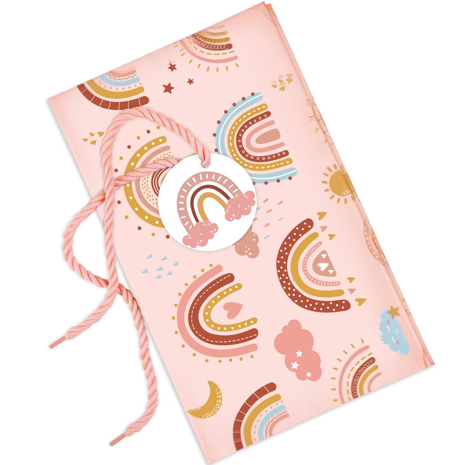 Loveinside Jumbo Large Plastic Gift Bag, Birthday Design Plastic Bag with Tag and Tie for Birthday Party, Graduation, Baby Shower - 56" x 36", 1 Pcs - Pink Rainbow