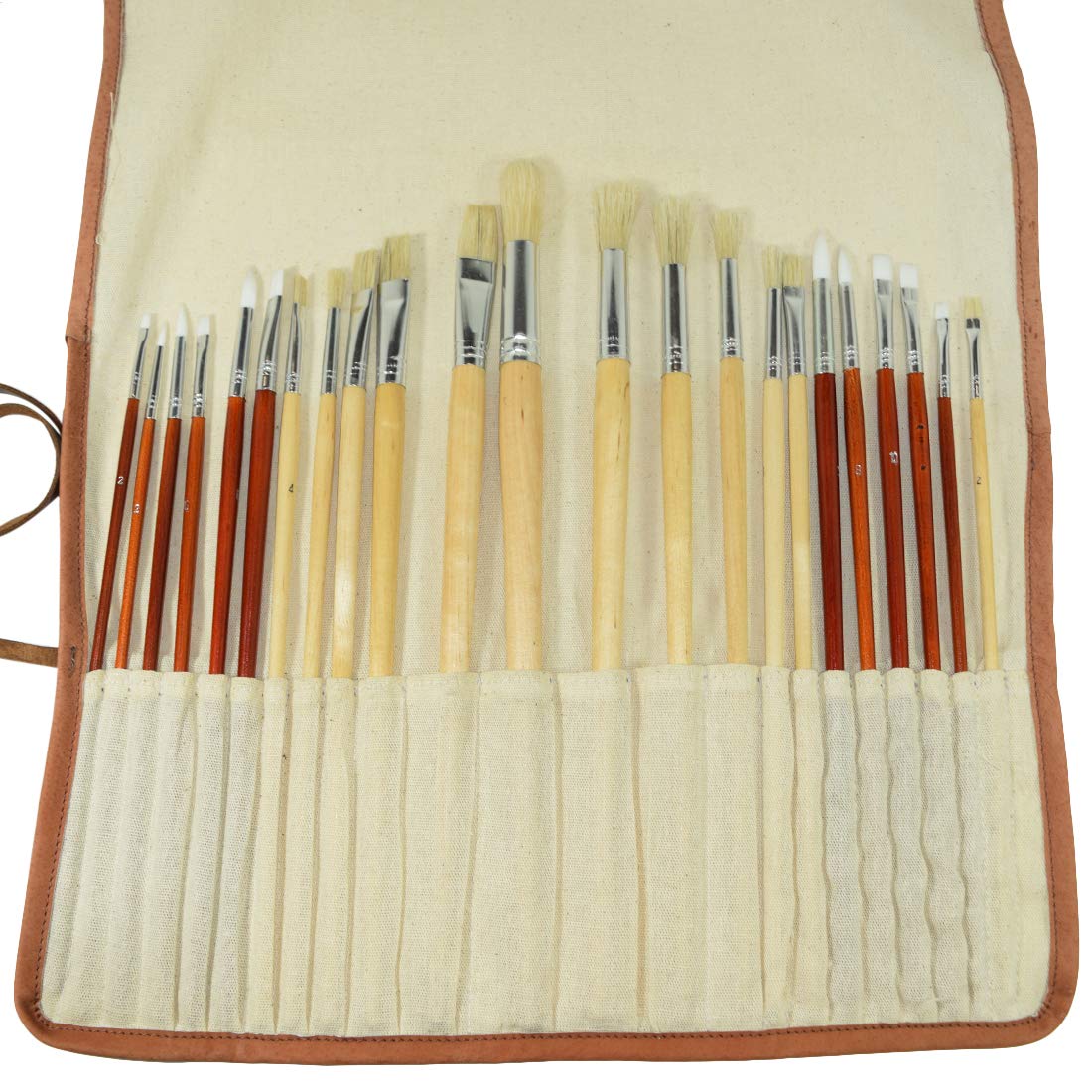 Hide & Drink, Artist Paint Brush Canvas Roll-Up with Leather Lining Storage Wrap / 24 Slots / Workshop Art Study Handmade : Manta