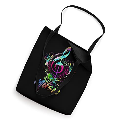 Funky Colorful Music Treble Clef Musical Note T-Shirt Tote Bag