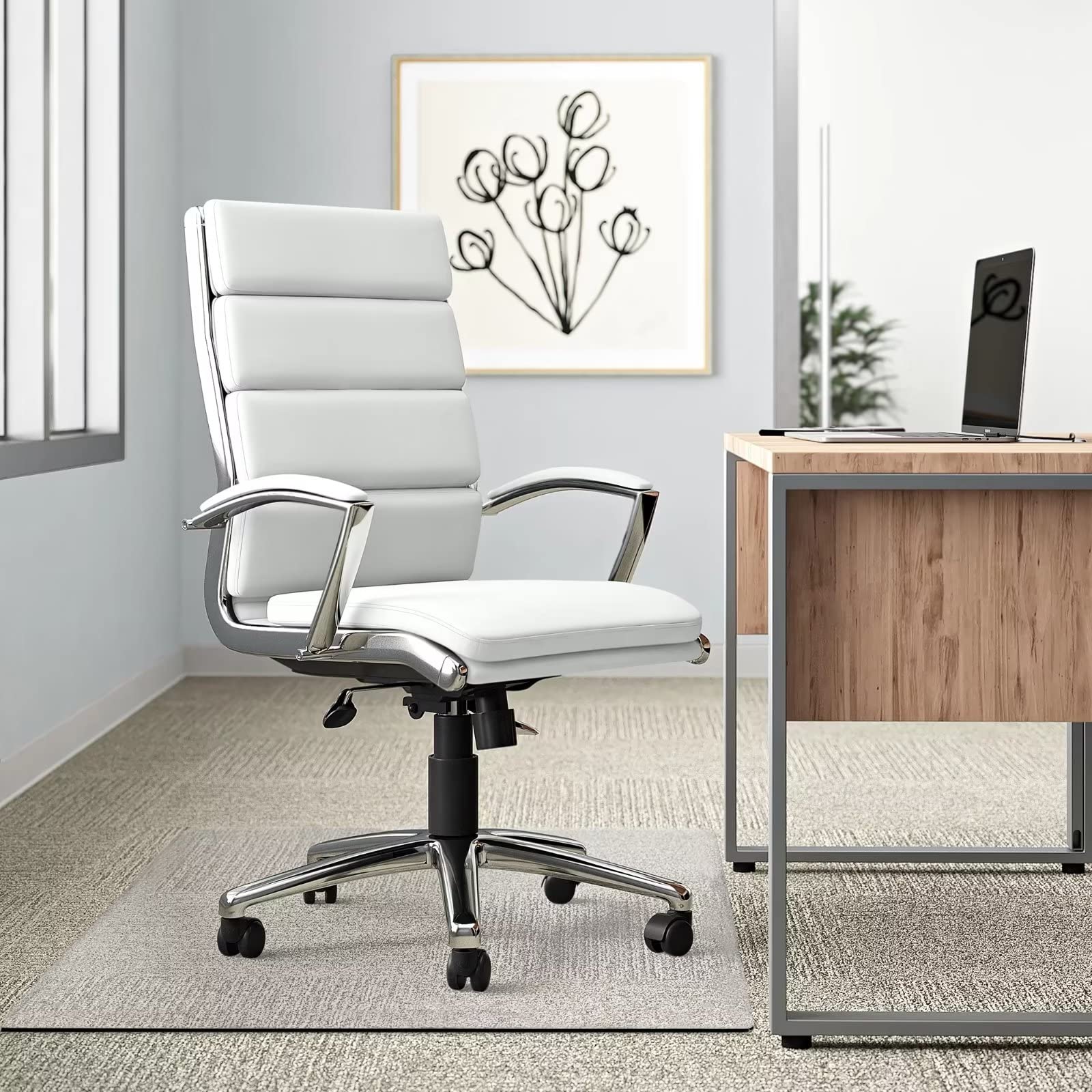 MIRUO Office Chair Mat for Carpet Desk Chair Mat Tempered Glass Floor Mat for Office Chair On Carpet Mat for Office Chair On Carpet (36" x 36" x 1/6", Transparent)