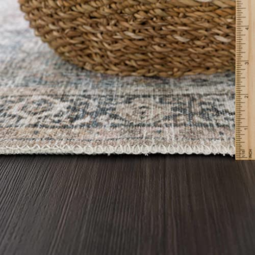 Hauteloom Holi Collection Shiraz - Machine Washable Oriental Persian Living Room Kitchen Bedroom Dining Room Area Rug - Neutral Vintage Distressed Boho Style - Beige, Red, Olive Green - 9'2"x12'