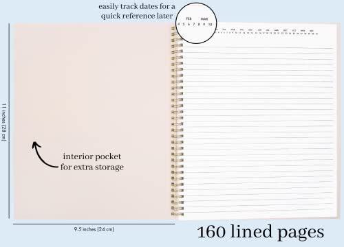 Kate Spade New York Large College Ruled Notebook, 11" x 9.5" Spiral Notebook with 160 Pages, Gold Dot with Script