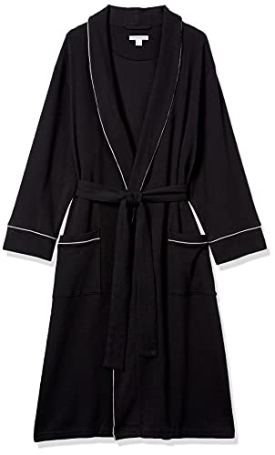 Amazon Essentials Men's Lightweight Waffle Robe (Available in Big & Tall), Black, Medium-Large