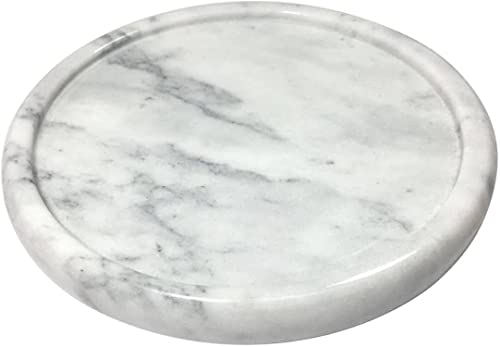 Natural Marble Tray, Circular Marble Stone Decorative Tray for Counter,Jewelry, Vanity,White Round Small Tray, 5-1/2" Diameter, (White)
