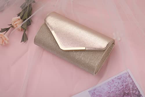 ERIJUNOR E728 Clutch Purse For Women Classic Evening Envelope Bags Shining Party Bridal Prom Crossbody Handbag Champagne