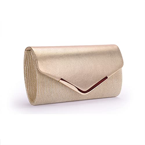 ERIJUNOR E728 Clutch Purse For Women Classic Evening Envelope Bags Shining Party Bridal Prom Crossbody Handbag Champagne