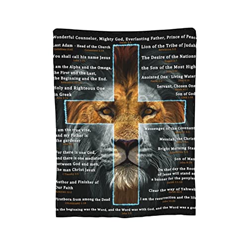 LLARREH Bible Verse Blanket Christian Lion Prayer Religious Throw Blankets for Couch Sofa Bed Warm Gifts 50X60 in
