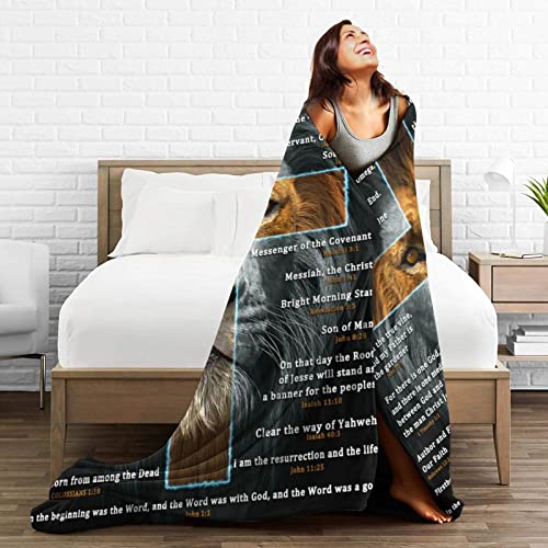 LLARREH Bible Verse Blanket Christian Lion Prayer Religious Throw Blankets for Couch Sofa Bed Warm Gifts 50X60 in