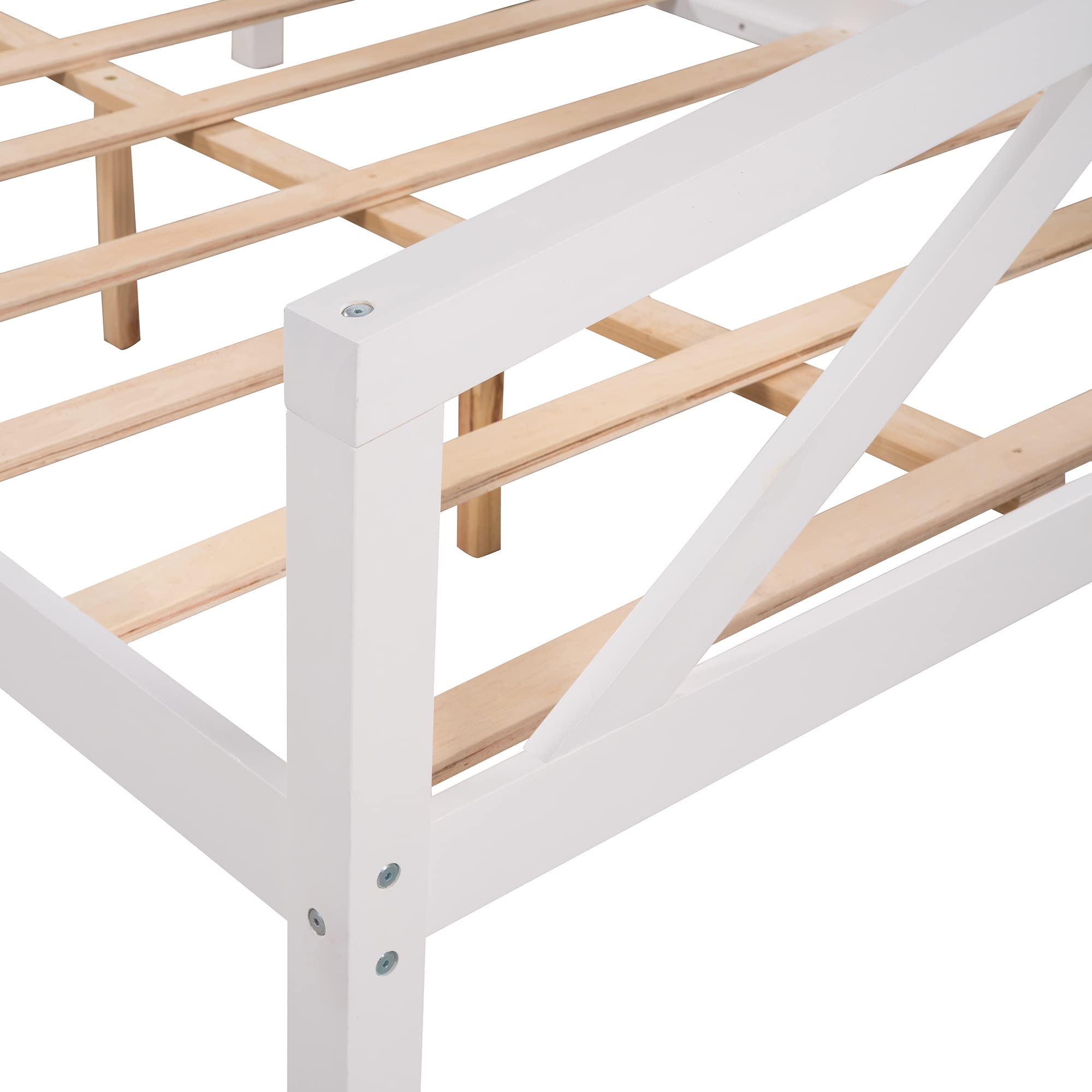 Harper & Bright Designs Wooden Full Size Daybed Frame, Wood Slat Support, No Box Spring Needed, White