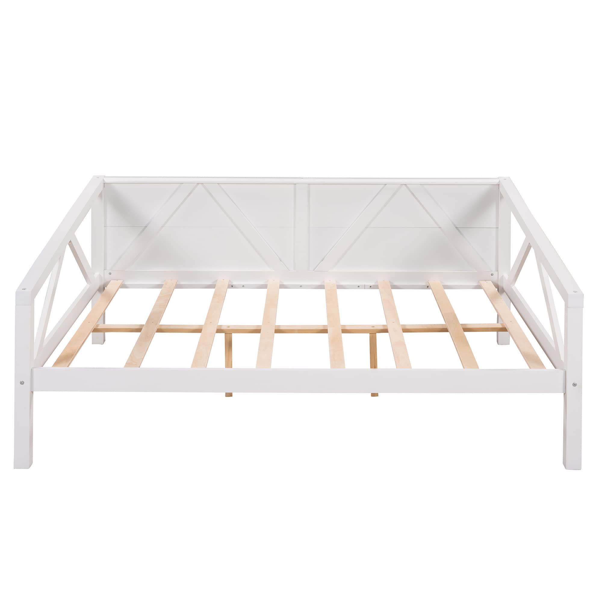 Harper & Bright Designs Wooden Full Size Daybed Frame, Wood Slat Support, No Box Spring Needed, White