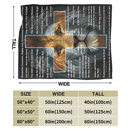 LLARREH Bible Verse Blanket Christian Lion Prayer Religious Throw Blankets for Couch Sofa Bed Warm Gifts 50X60 in