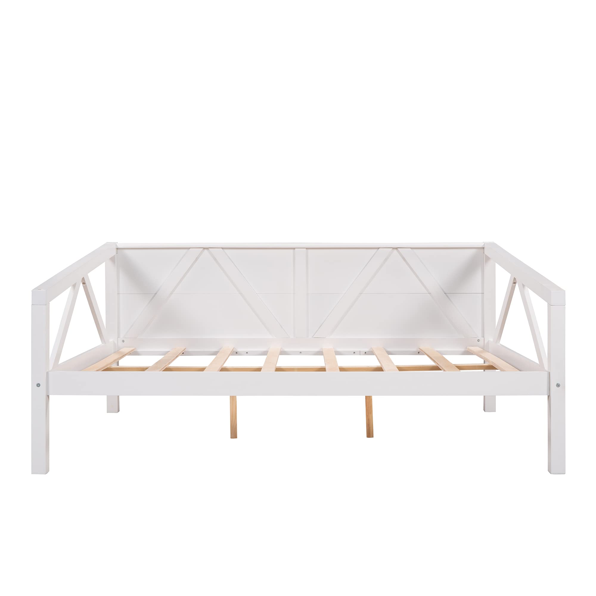 Harper & Bright Designs Wooden Full Size Daybed Frame, Wood Slat Support, No Box Spring Needed, White