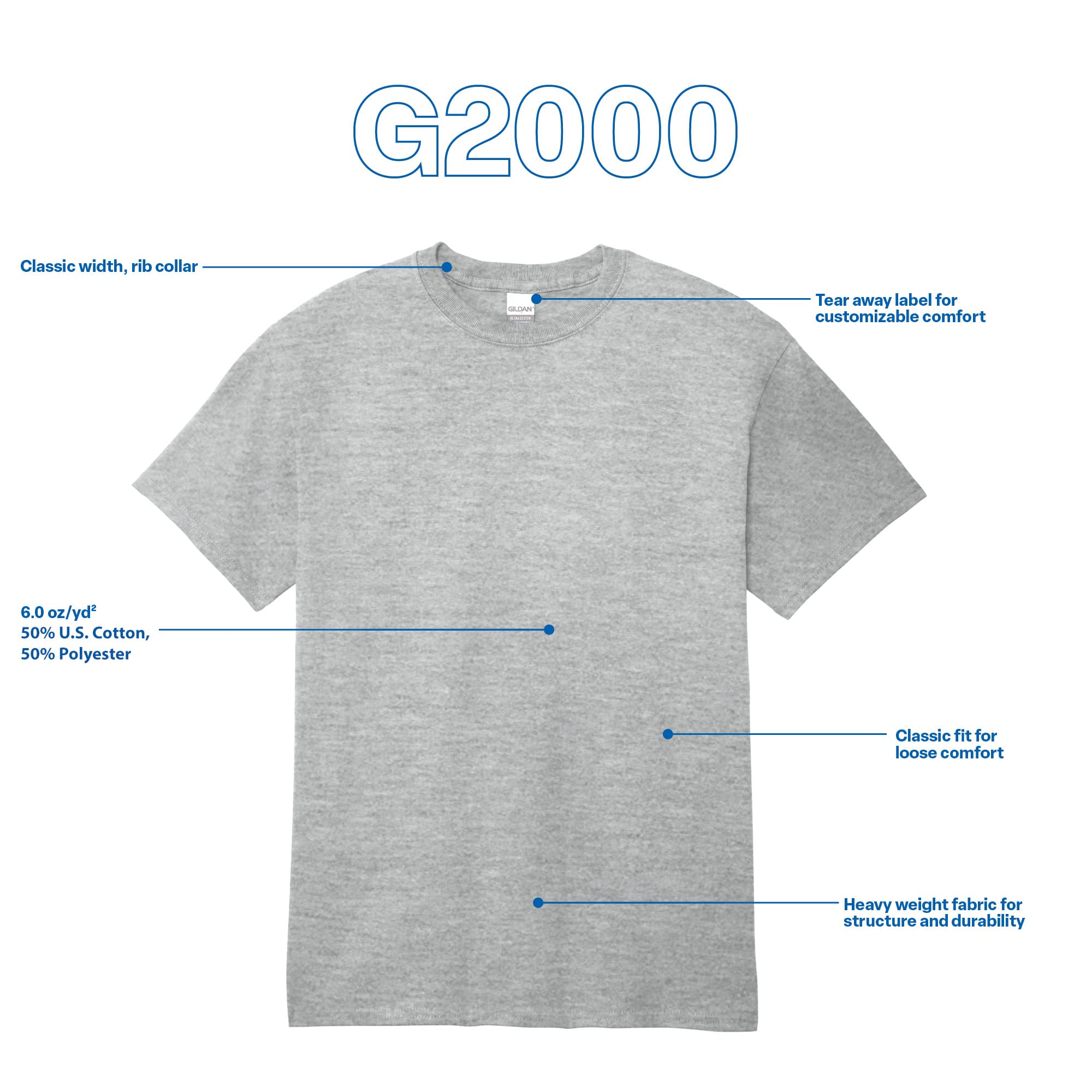 Gildan Adult Ultra Cotton T-Shirt, Style G2000, Multipack, Dark Heather (2-Pack), X-Large