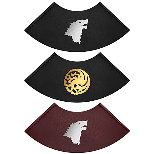 PalProt Gama of Thrones Bookmark, Bookmarks with Imprint of Stark Wolf & Targaryen Dragon Bookmark, Corner Book Marker | Made of Leather & Handcrafted, Gift for Gama of Thrones Fan, Book Lovers(3PCS)