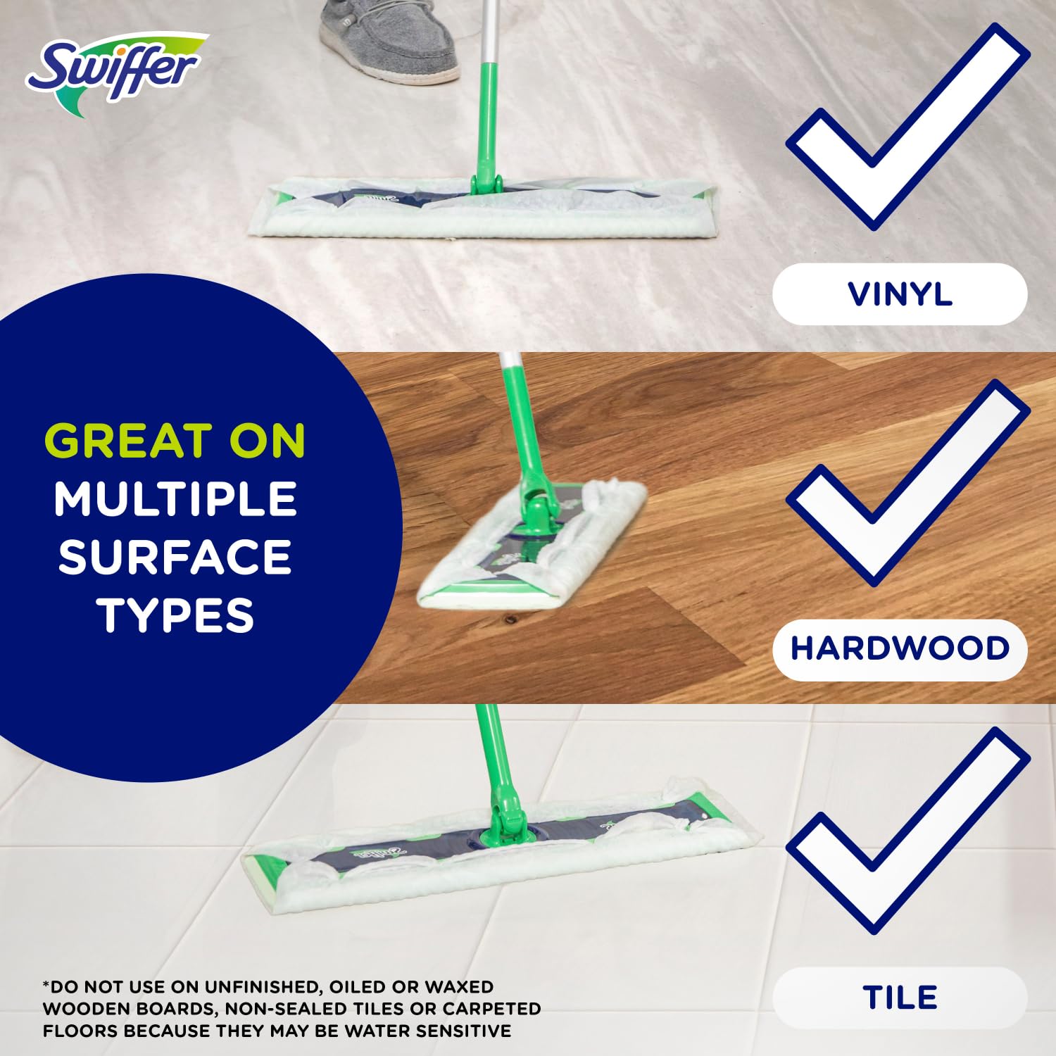 Swiffer Sweeper Dry + Wet XL Sweeping Kit, 1 Sweeper, 8 Dry Cloths, 2 Wet Cloths