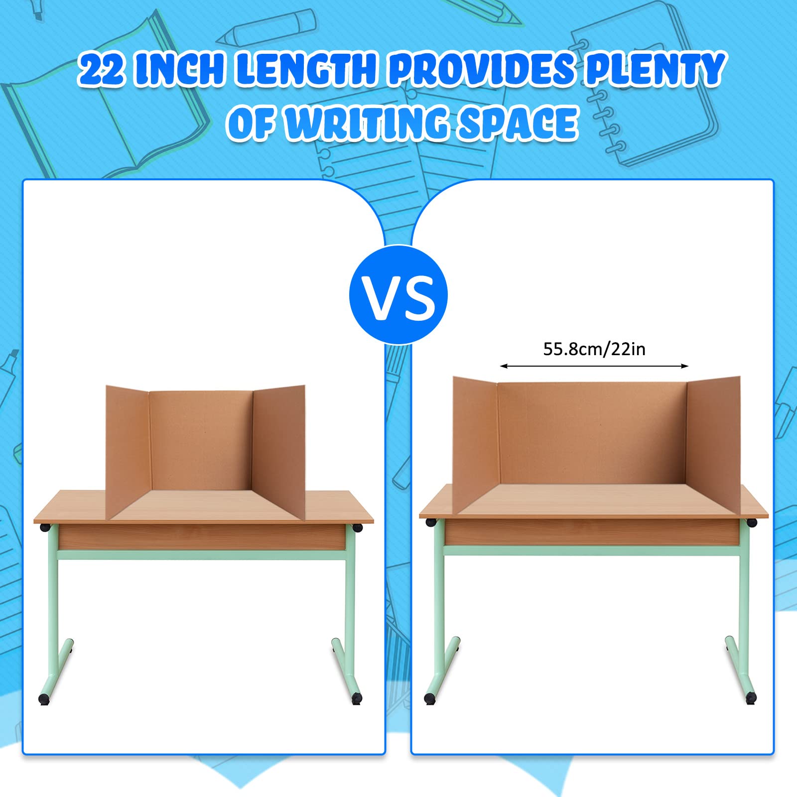 12 Pack Study Carrel Reduces Distractions Privacy Boards Desk Divider Desk Privacy Panel Privacy Folders for Students Classroom Set for School Table Office Supplies, 4 Colors, 54 x 12 Inches