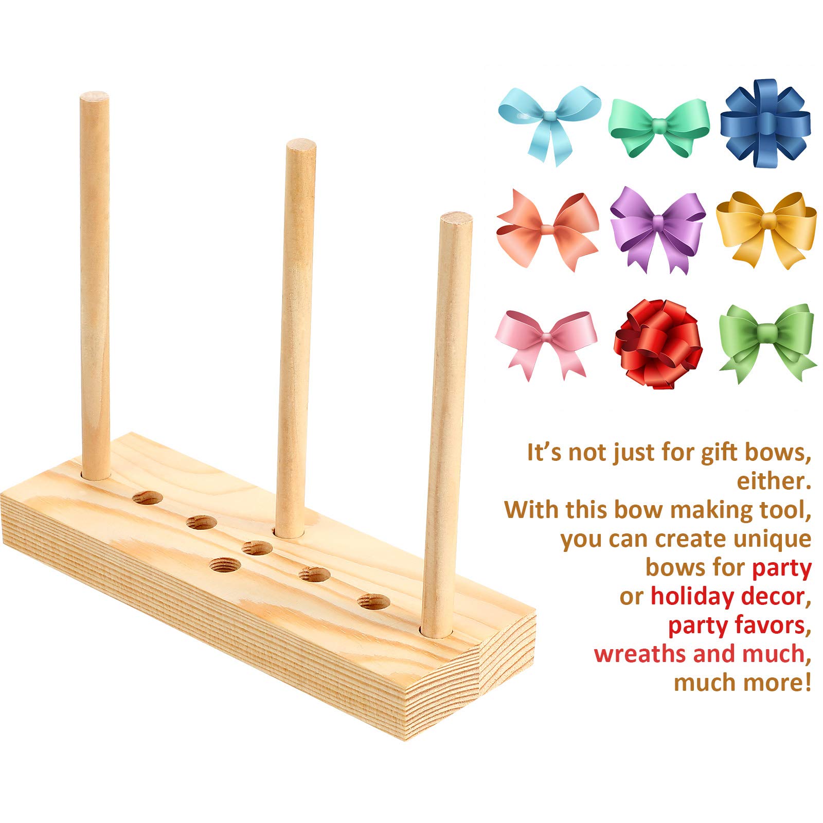 Bow Maker for Ribbon Wreath Wooden Bow Maker Tool with U-Shaped Scissors for Making Bows, Halloween Christmas Party Decorations, Hair Bows, Corsages, Holiday Wreaths, DIY Crafts