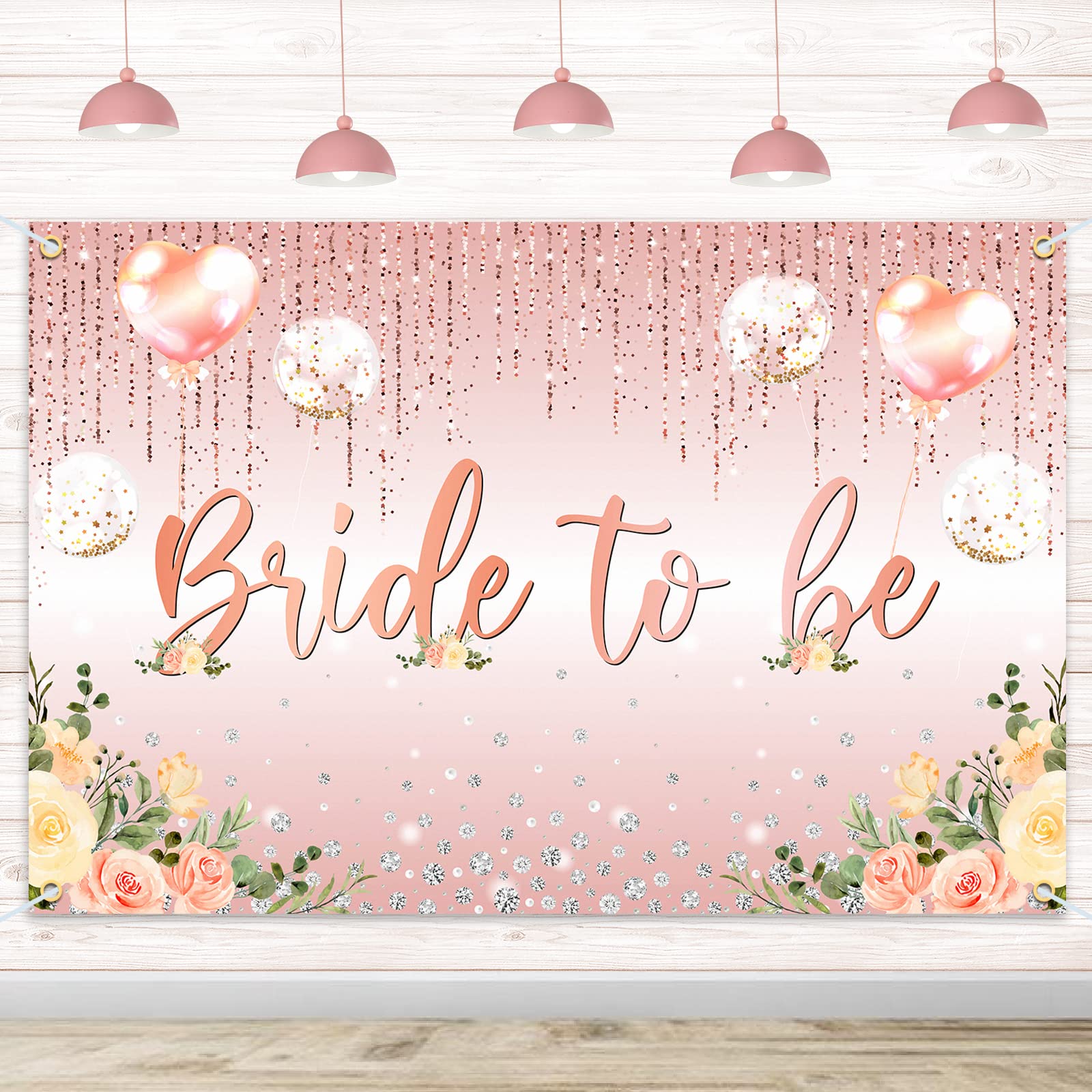 Bride to Be Backdrop Banner Decor Pink Rose Gold - Bride Shower Wedding Party Theme Decorations for Engagement Women Men Supplies