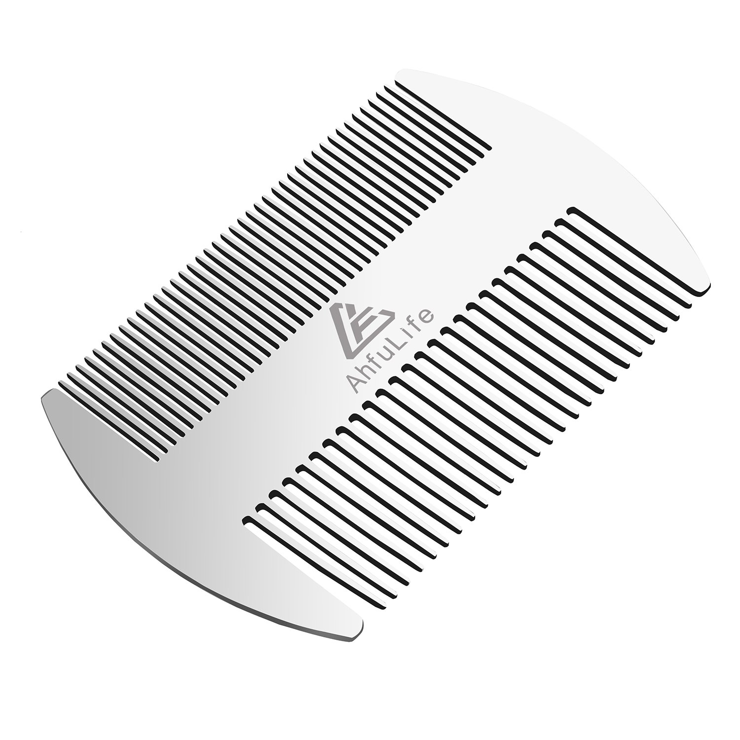 Metal Hair&Beard Comb - AhfuLifeĀ® EDC Credit Card Size Comb Perfect for Wallet and Pocket - Anti-Static Dual Action Beard Comb - Presented in Gift Box (Stainless Steel Comb)