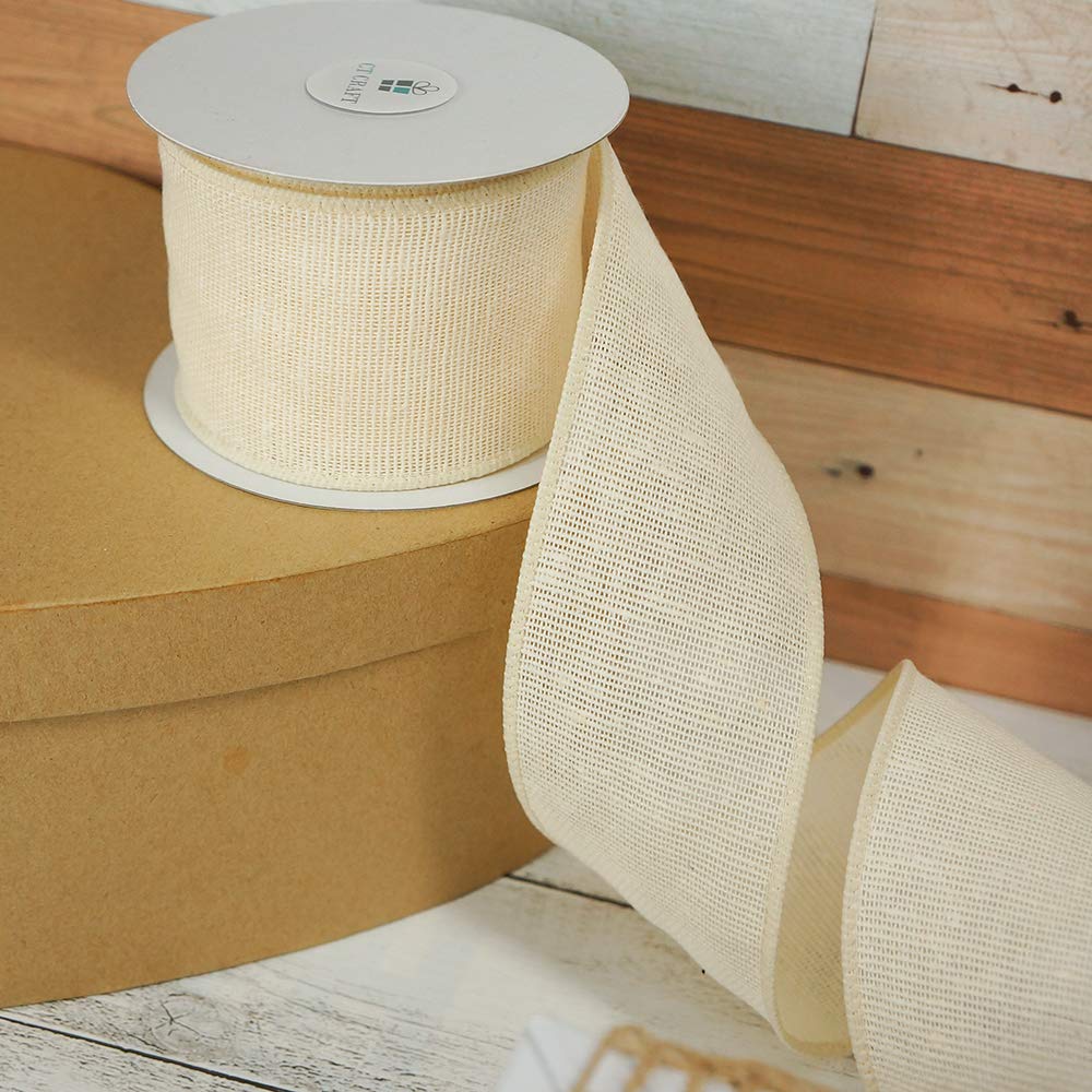 CT CRAFT LLC Canvas Wired Ribbon for Gift Wrapping, Home Decor, Decoration DIYs and Crafts, 2.5 Inch x 10 Yards x 1 Roll - Gray